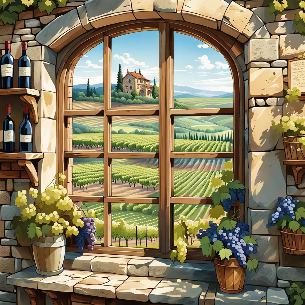 Window to the Vineyard - AI Generated Artwork - NightCafe Creator