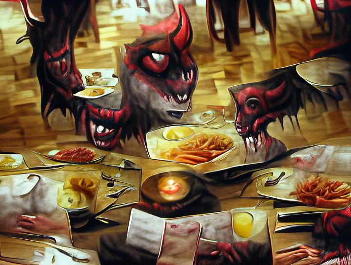 Demonic dinner - AI Generated Artwork - NightCafe Creator