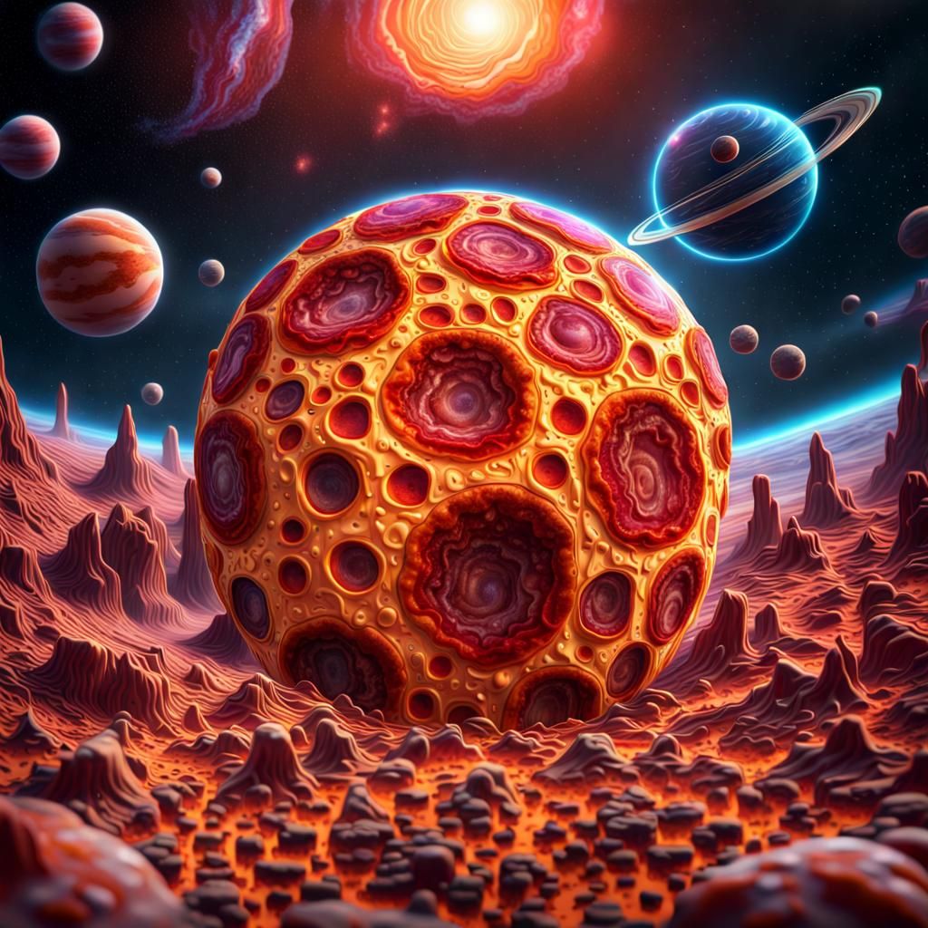 A planet made out of pepperoni pizza. - AI Generated Artwork ...