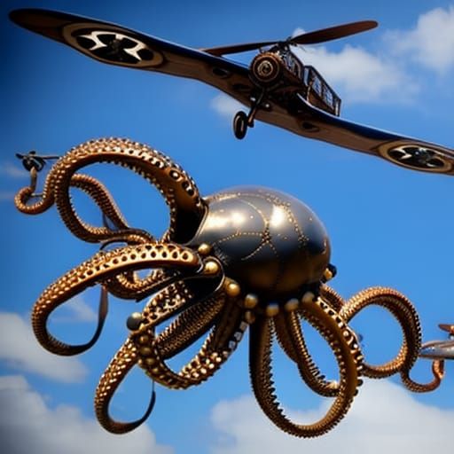 Octopus Aerial Attack - AI Generated Artwork - NightCafe Creator