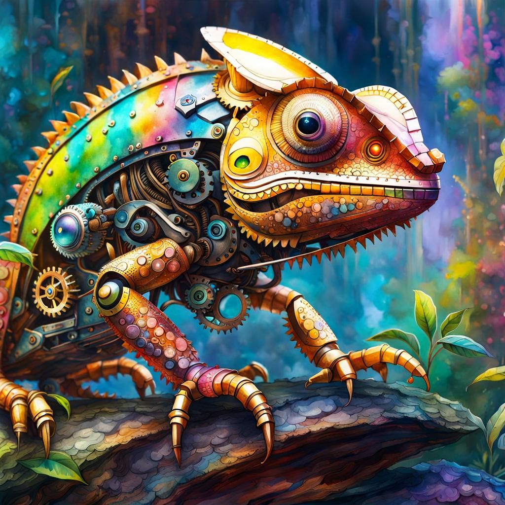 mechanical Chameleon - AI Generated Artwork - NightCafe Creator