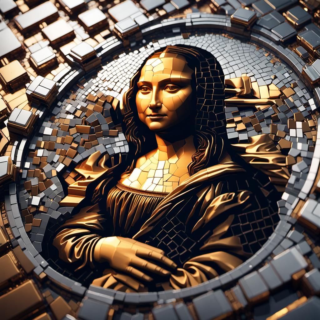 A mosaic made of metal of Mona Lisa. - AI Generated Artwork - NightCafe Creator