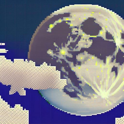 moon in pixel art 16 bits - AI Generated Artwork - NightCafe Creator