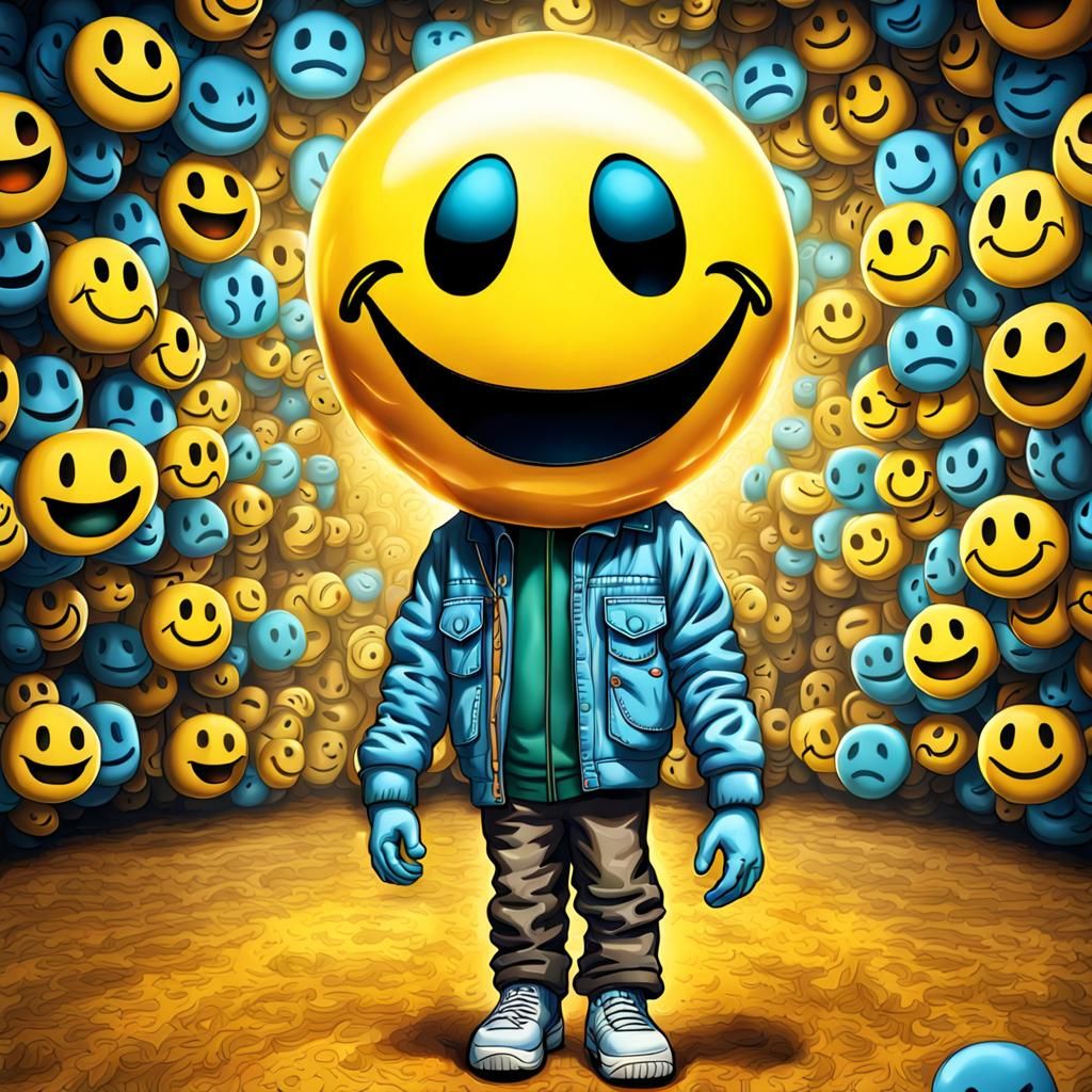 Mr. Emoji The anthropomorphic smiley face emoji character😃with the ...