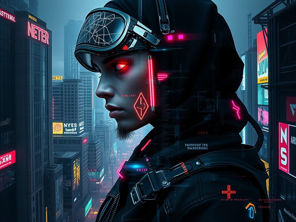 High-tech world of cyberpunk with the rebellious spirit of a dystopian hero.