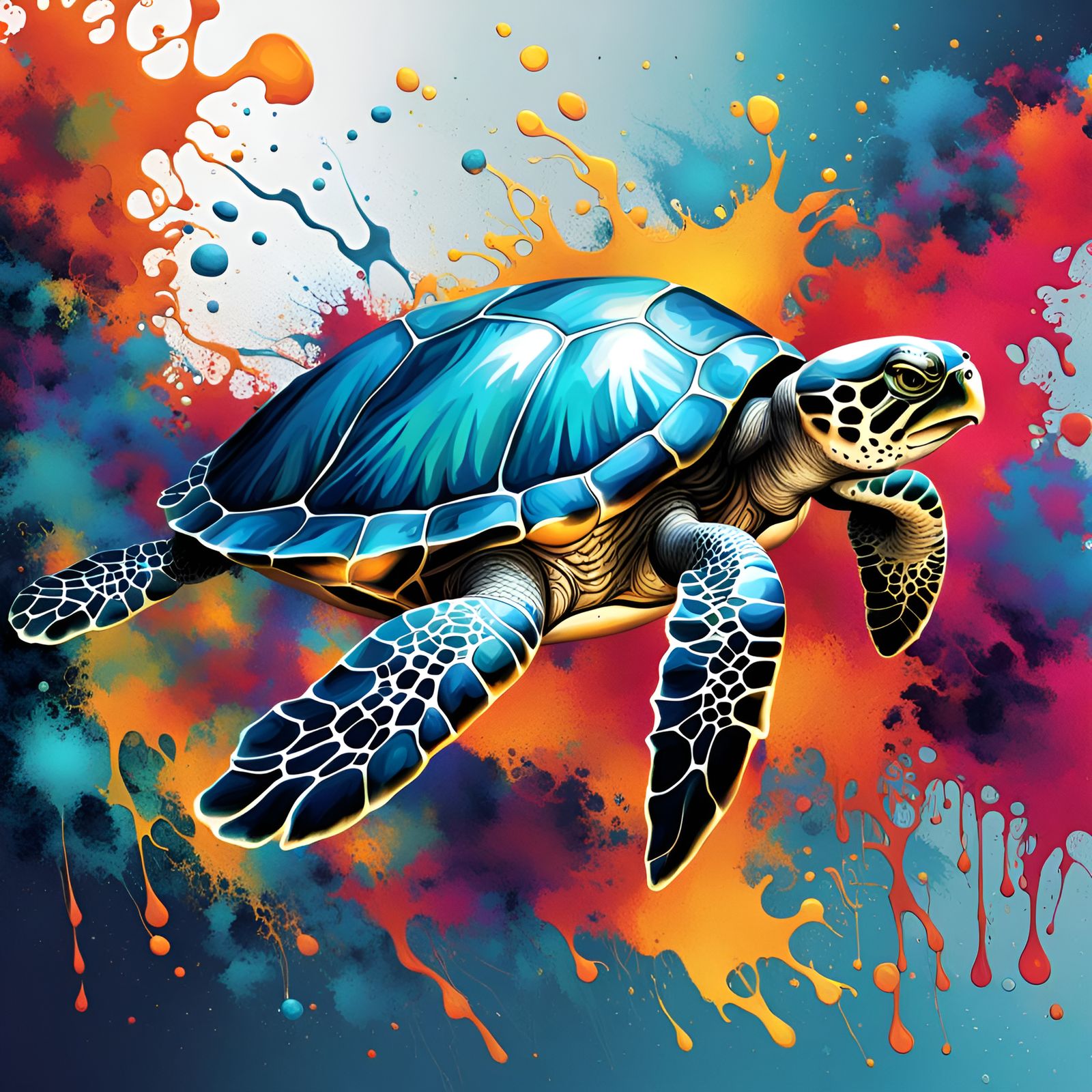 Turtle paint dripping art - AI Generated Artwork - NightCafe Creator