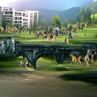 Dogs out in the park - AI Generated Artwork - NightCafe Creator