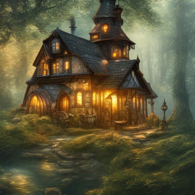 Steampunk Cottage - AI Generated Artwork - NightCafe Creator