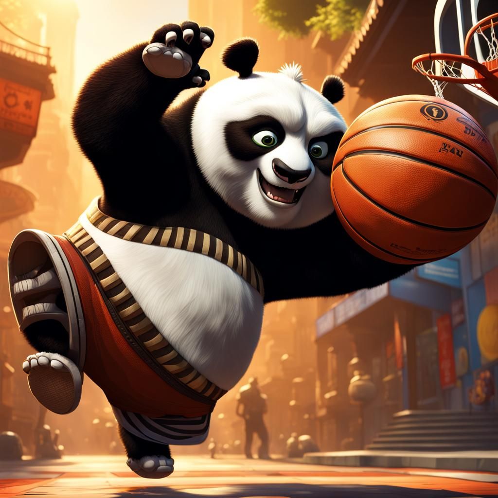 kung fu panda dunking a basketball - AI Generated Artwork - NightCafe ...