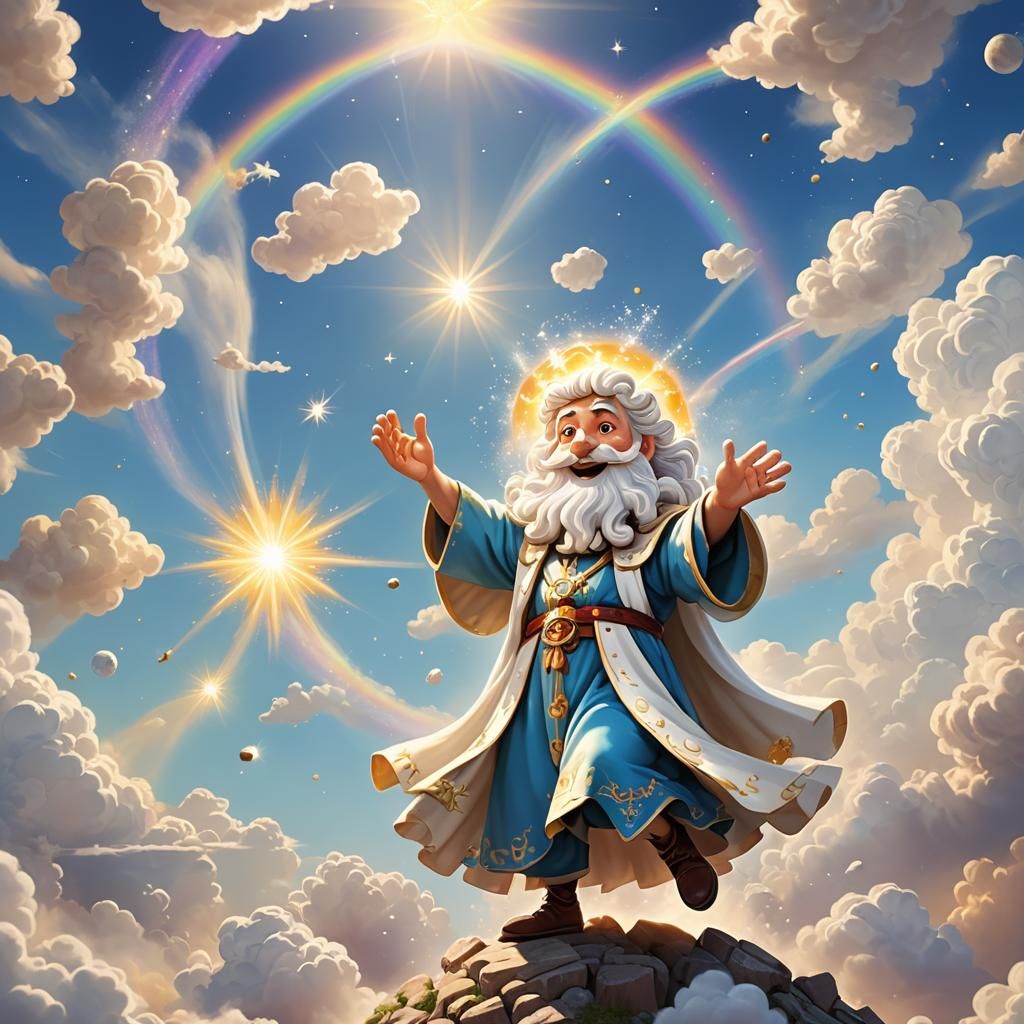 Zeus throwing magic dust on the world - AI Generated Artwork ...