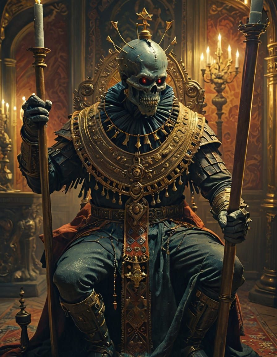 Fierce Demon - Regal Lord Basks in Lavish Throne Room Splend...