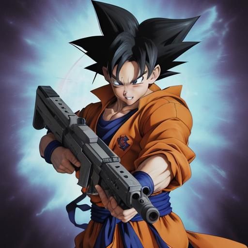 Goku with gun - AI Generated Artwork - NightCafe Creator