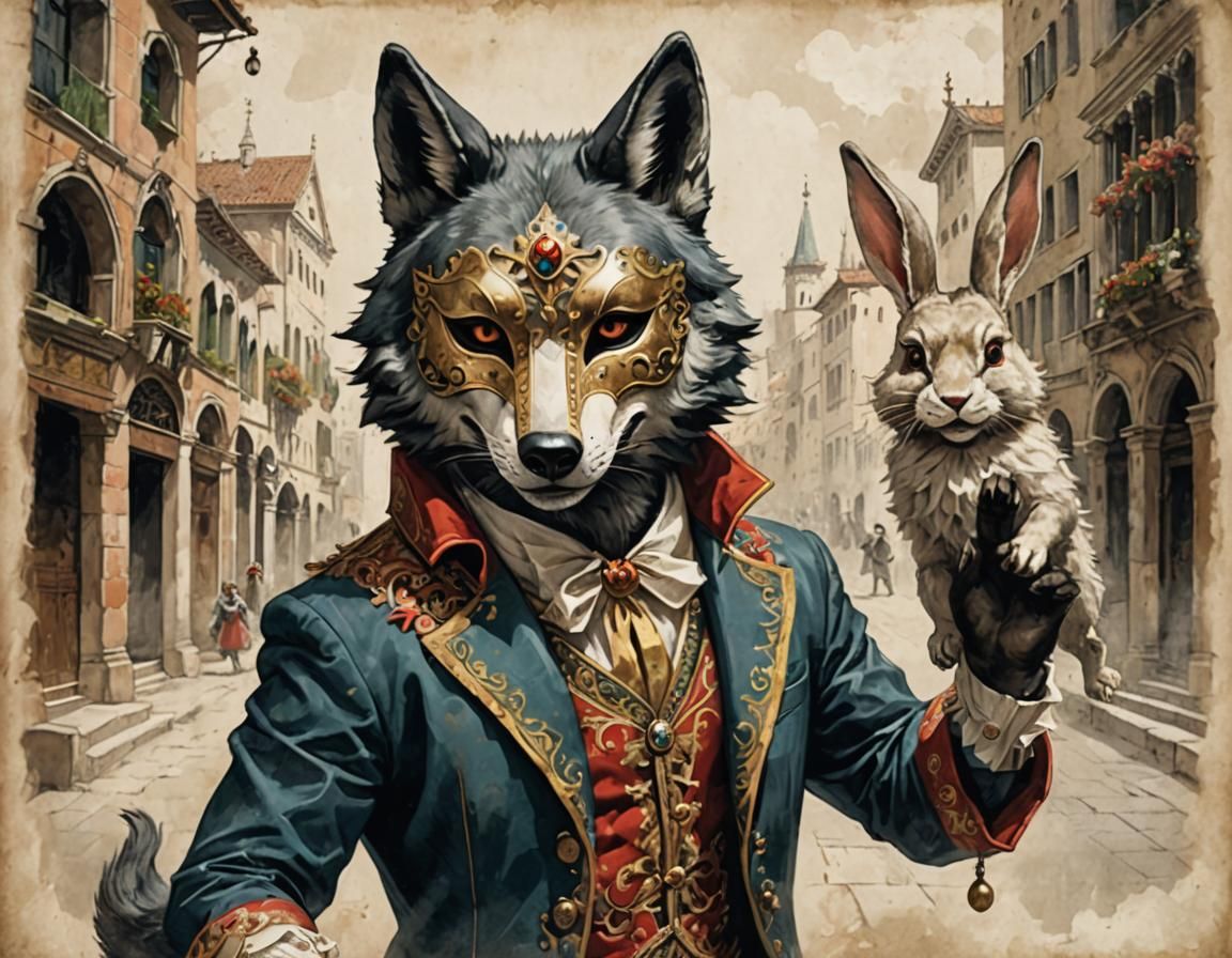 The Wolf and Rabbit of Venice - AI Generated Artwork - NightCafe Creator