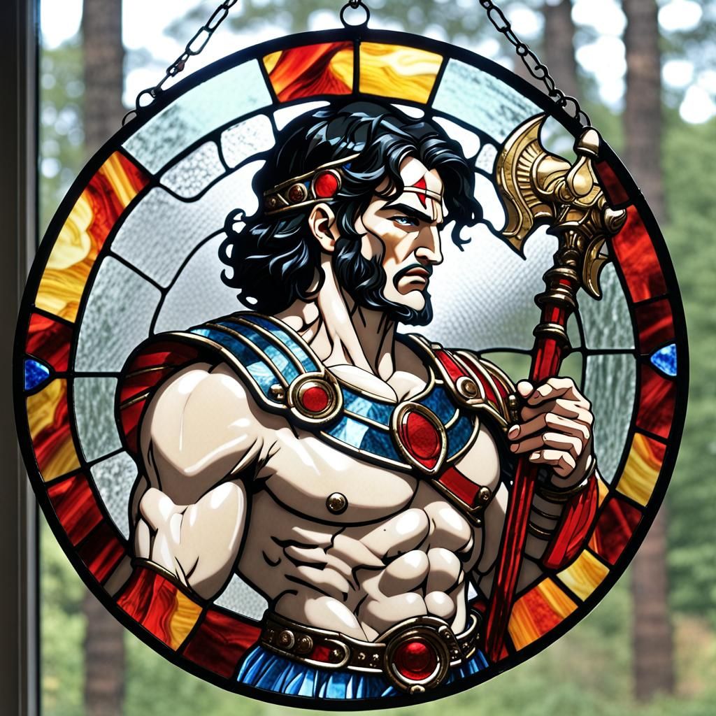 Stained glass Ares - AI Generated Artwork - NightCafe Creator