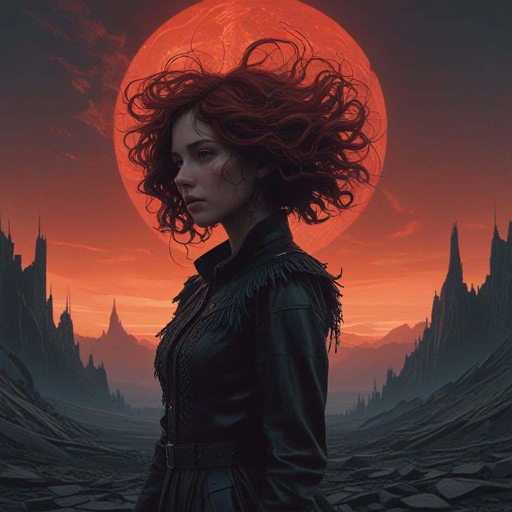 A statuesque gothic woman with an air of mystique, adorned in dark ...