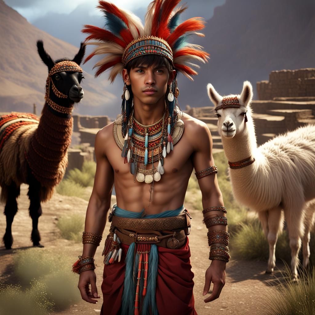 Incan Llama Herder - AI Generated Artwork - NightCafe Creator