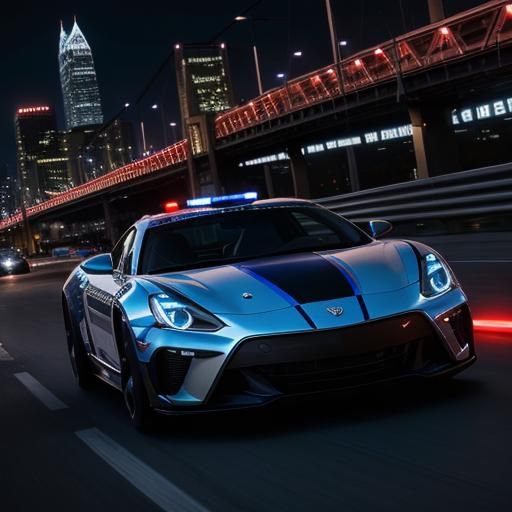 Silver sports car that also happens to be a police car. - AI Generated ...