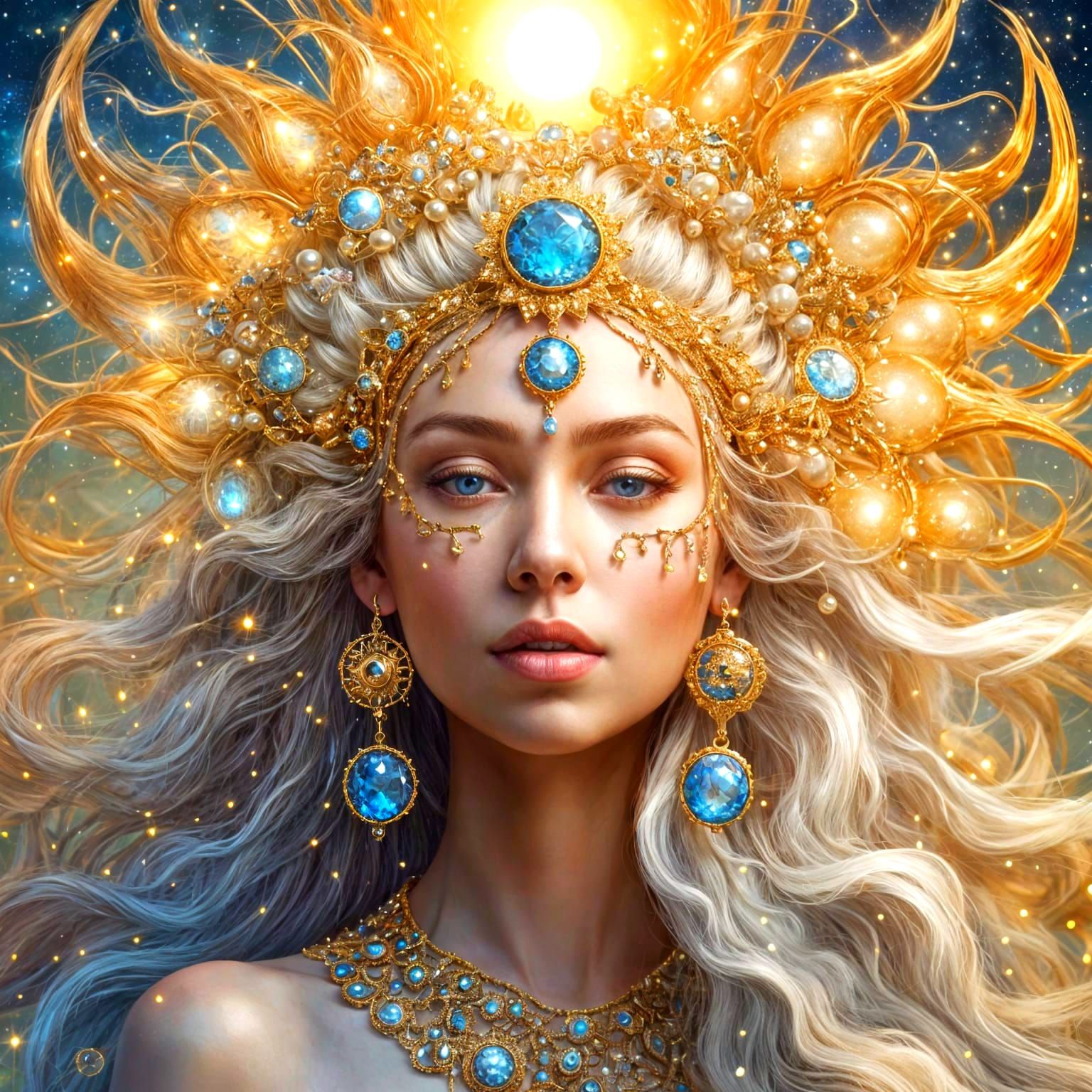 Celestial Goddess of Sun, Moon & Stars - Naturally Beautiful Golden ...