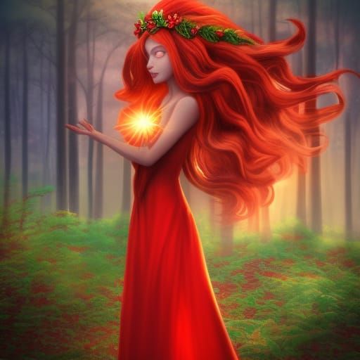 Red Forest spirit - AI Generated Artwork - NightCafe Creator