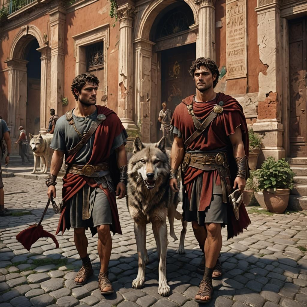 Romulus & Remus show their Foster Mother the City they Founded - AI ...