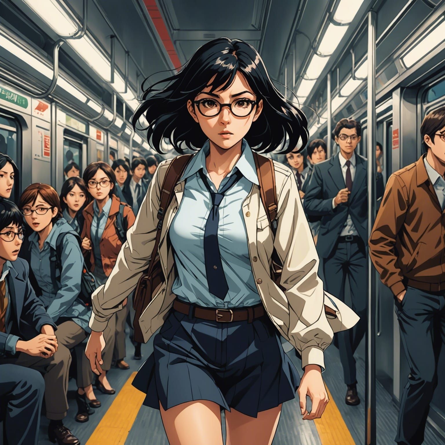 Woman Running on a Subway - AI Generated Artwork - NightCafe Creator