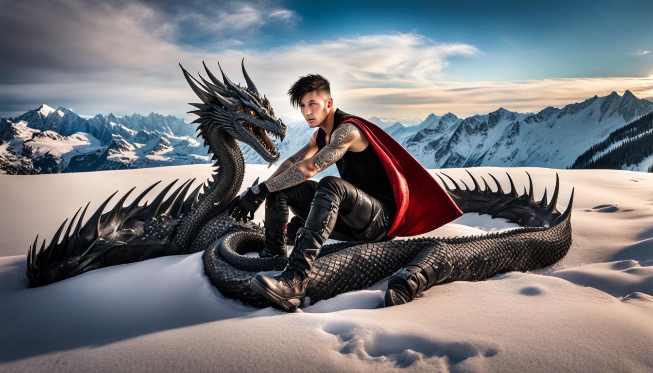 Tattooed young man and dragon - AI Generated Artwork - NightCafe Creator