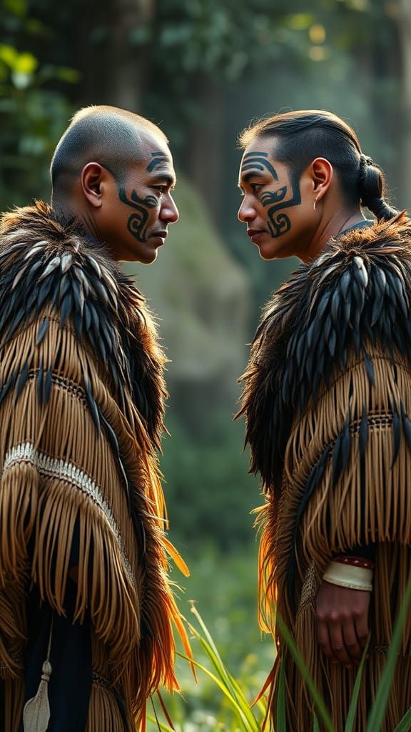 Māori Elders Share Traditional Hongi Greeting in S... - AI Art