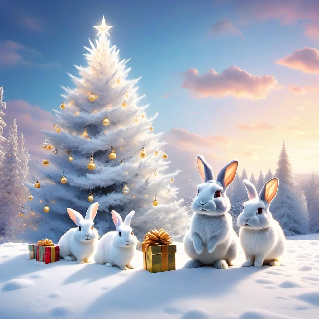 Christmas rabbits - AI Generated Artwork - NightCafe Creator