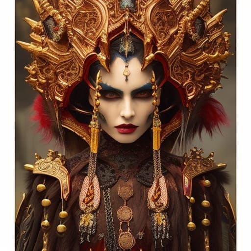 uhd photorealistic authentic psychotic angry madman wearing ornate ...