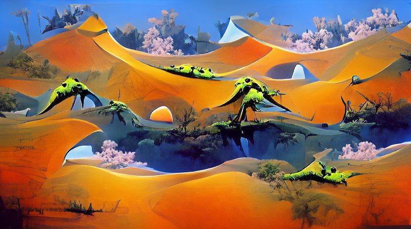 Alien landscape Roger Dean futuristic sunny : r/nightcafe