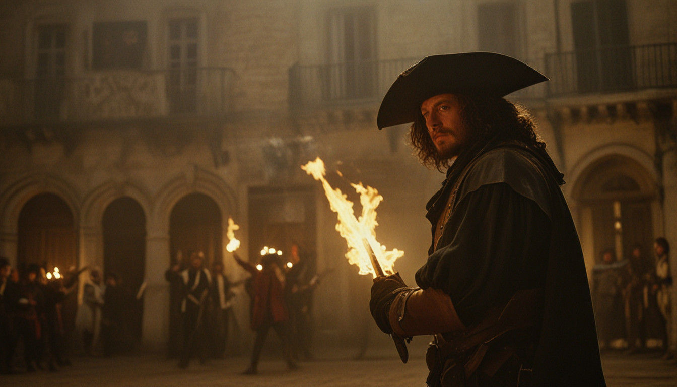 Dramatic French Musketeer Engaged in Epic Sword Du... - AI Art