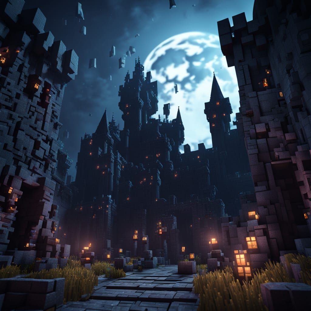 The minecraft blackstone castle courtyard