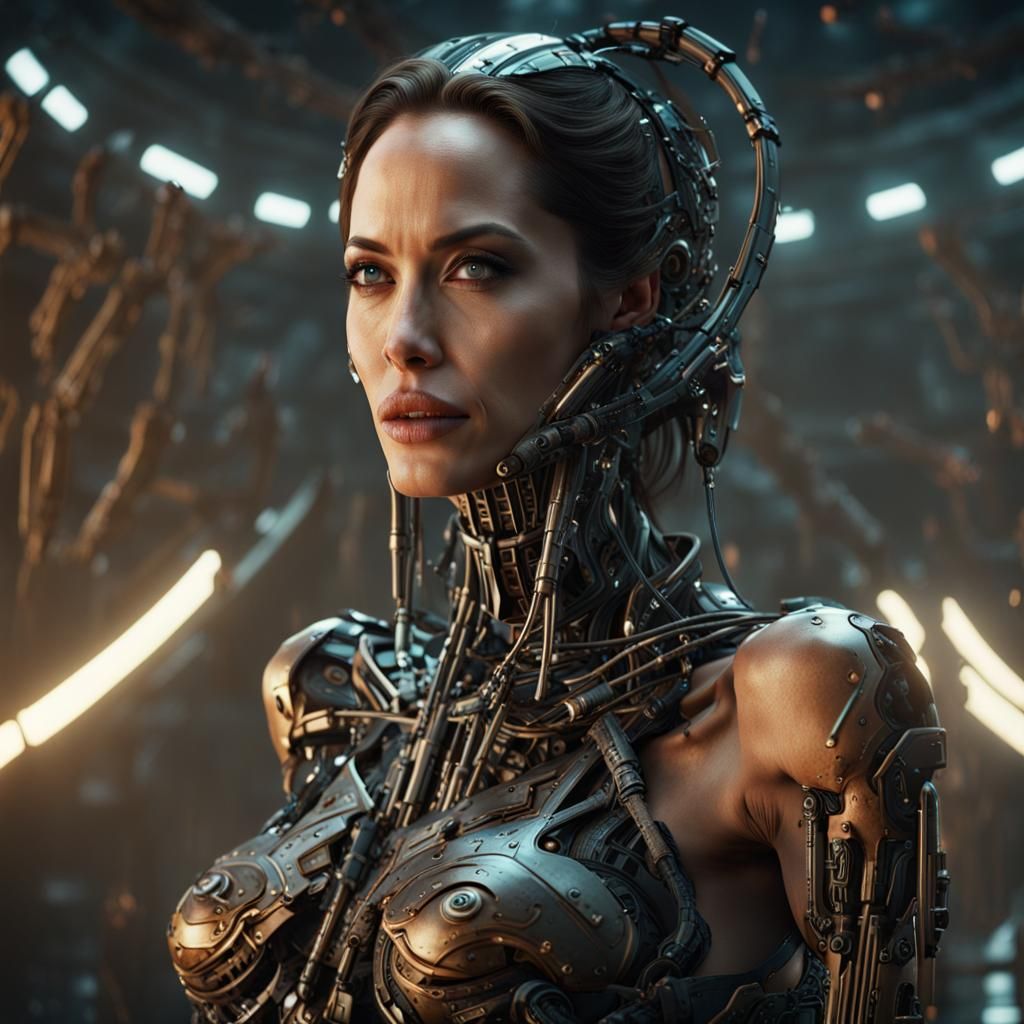 Angelina Jolie in a scene from the film Cyborg II. - AI Generated Artwork - NightCafe Creator