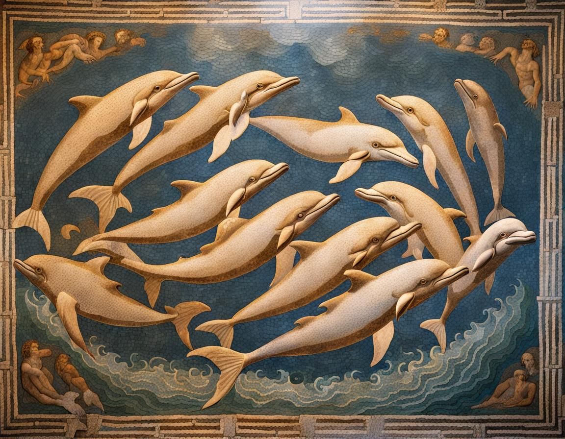 🐬🐬Roman style mosaic of Dolphins🐬🐬 - AI Generated Artwork - NightCafe ...