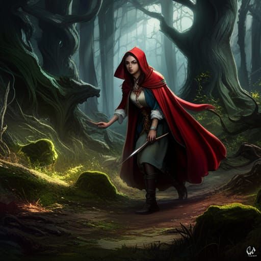 little red riding hood lost in the woods - AI Generated Artwork ...