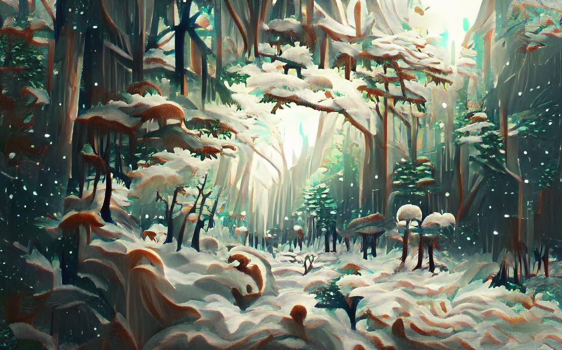 Snowy forest - AI Generated Artwork - NightCafe Creator