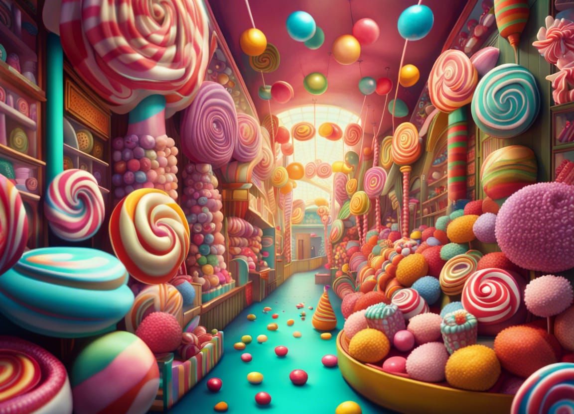 Inside Candy shop Epic cinematic brilliant stunning intricate ...