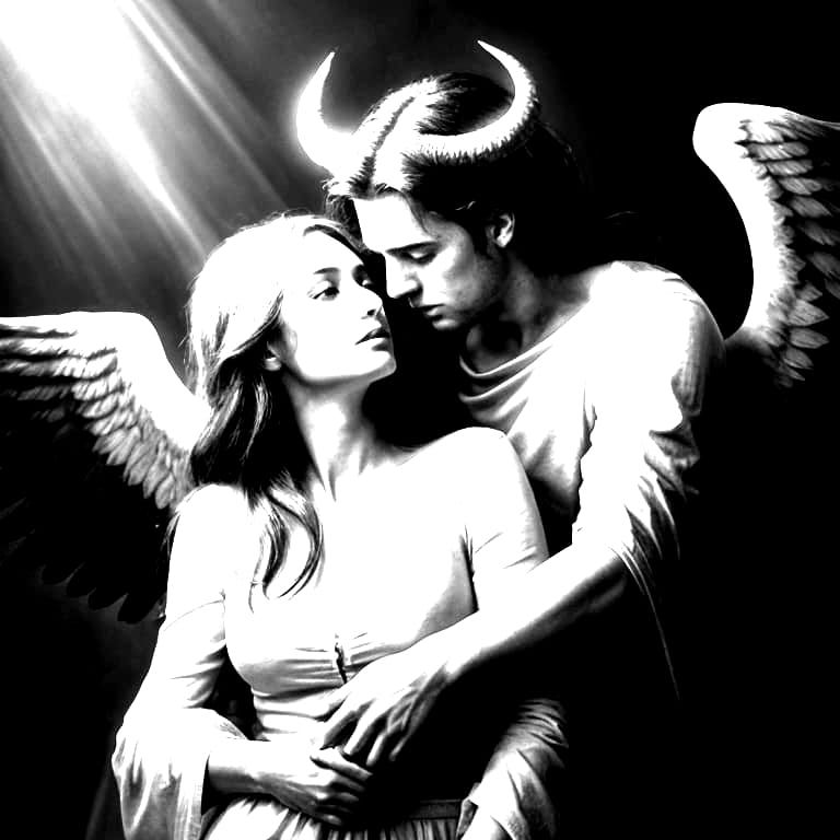 Un ángel y un demonio - Angel and Demon Embracing Passionat...