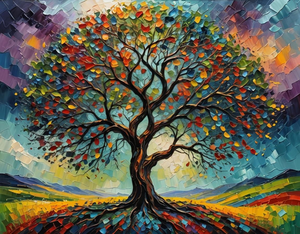 spirit-tree, impasto painting - AI Generated Artwork - NightCafe Creator