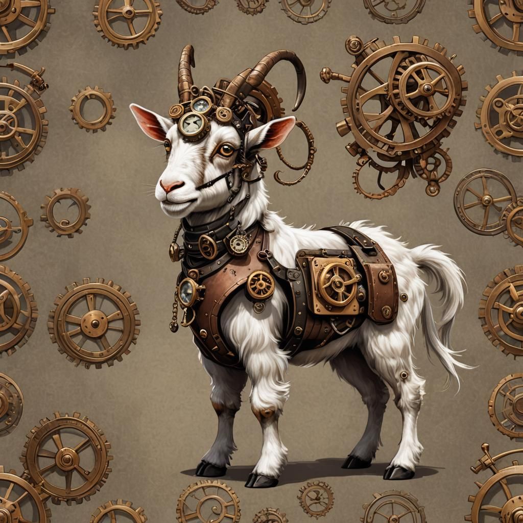 A cute Steampunk goat - AI Generated Artwork - NightCafe Creator