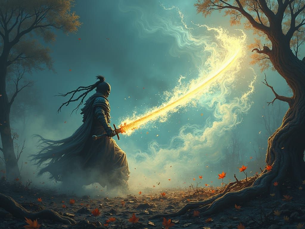 Elemental sword of wind - Ethereal Samurai Sword in Whirlwin...