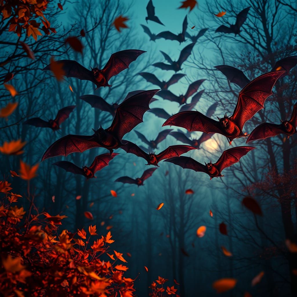 Killer bats - Mystical Killer Bats in an Eerie Dusk Landsca...