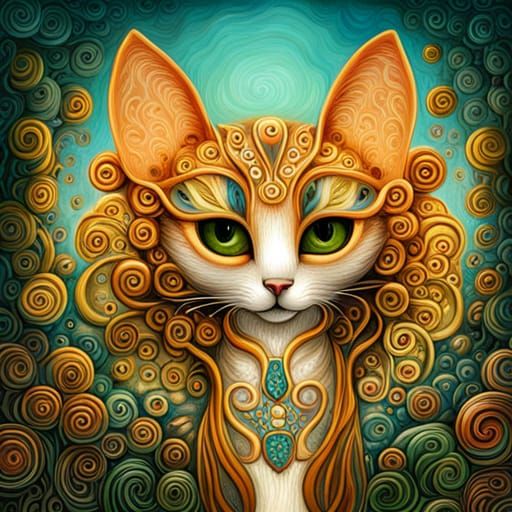 Fancy Spirals Cat - AI Generated Artwork - NightCafe Creator