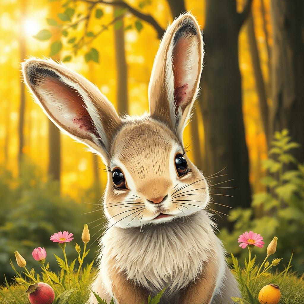 Rabbit (MP) - Whimsical Rabbit in a Dreamy Forest Landscape