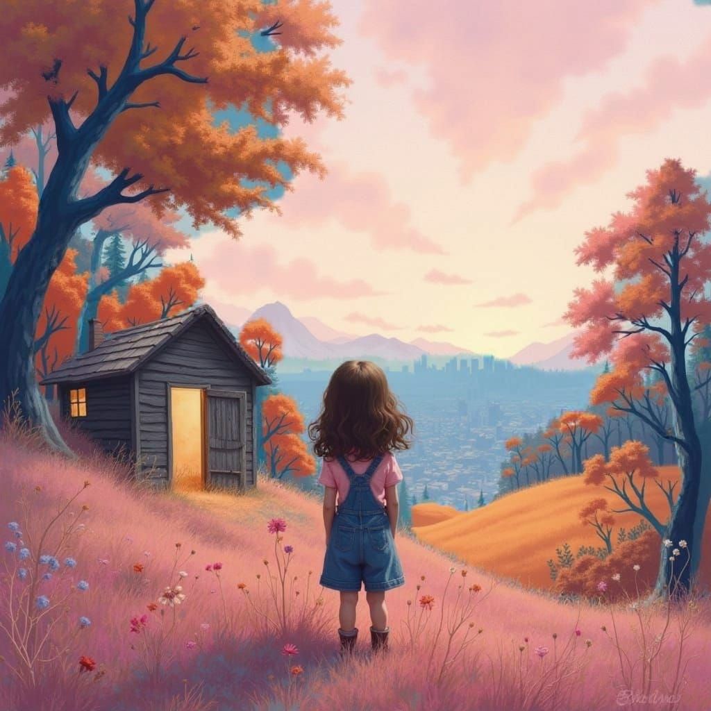 orange color trees - Vibrant Orange Hues in Impressionist La...