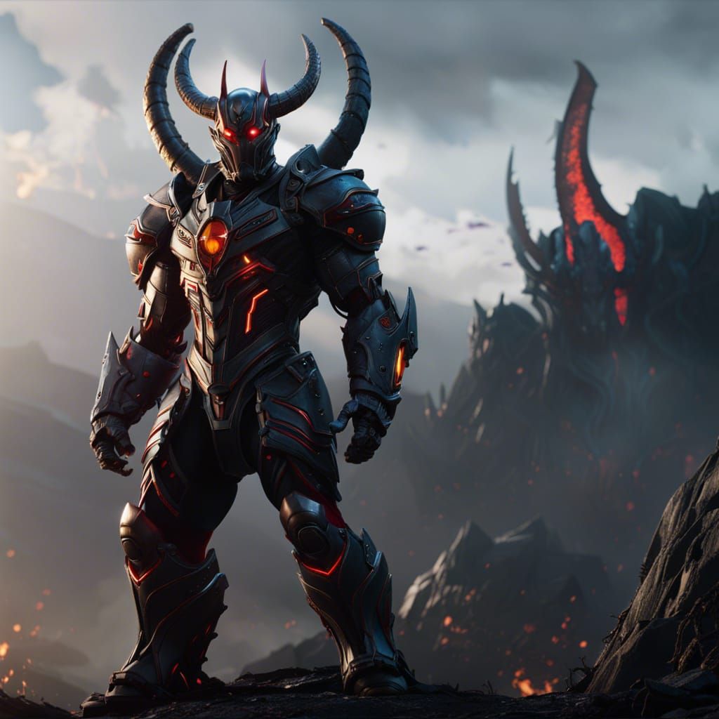 Ultron, horned helmet, Balrog - AI Generated Artwork - NightCafe Creator