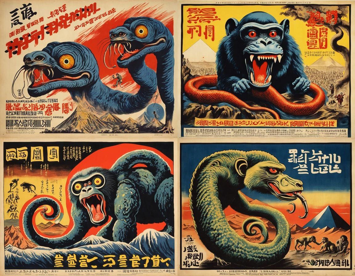 Disturbing 1940s Egyptian Horror Movie Poster with... - AI Art