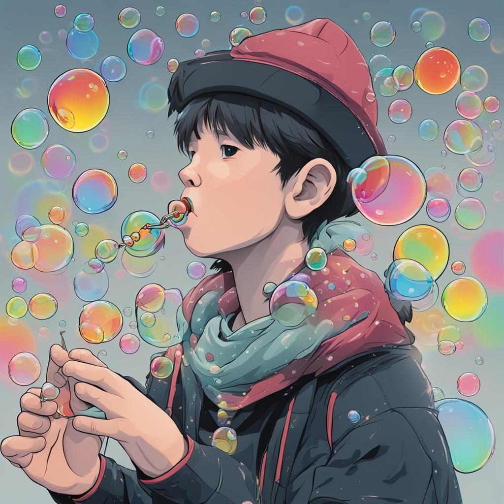 Blowing bubbles - AI Generated Artwork - NightCafe Creator