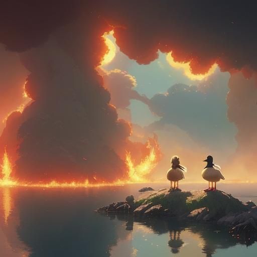 ducks on fire - AI Generated Artwork - NightCafe Creator