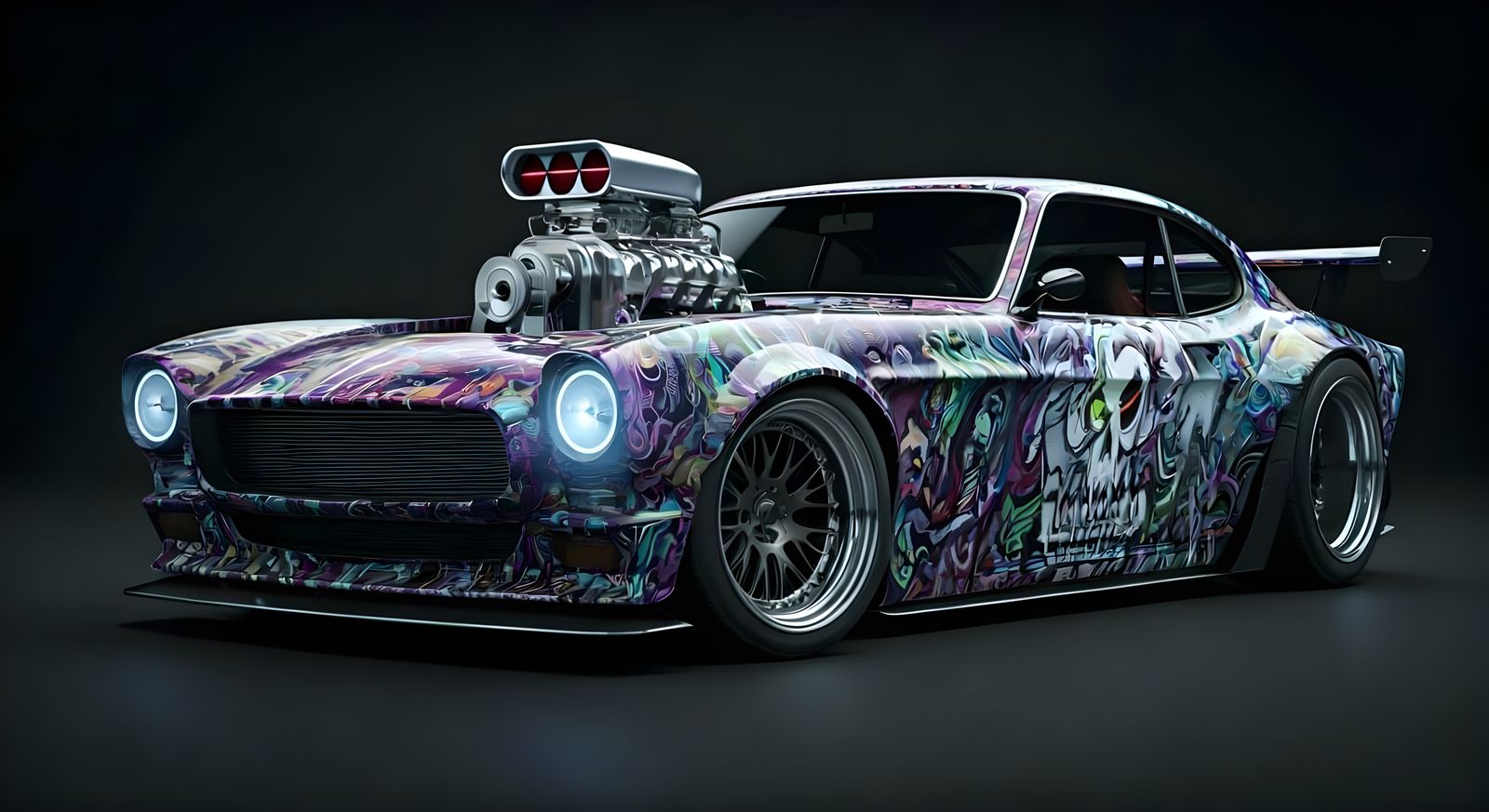 Sleek Futuristic Hot Rod Drift Car with Anime-Insp... - AI Art
